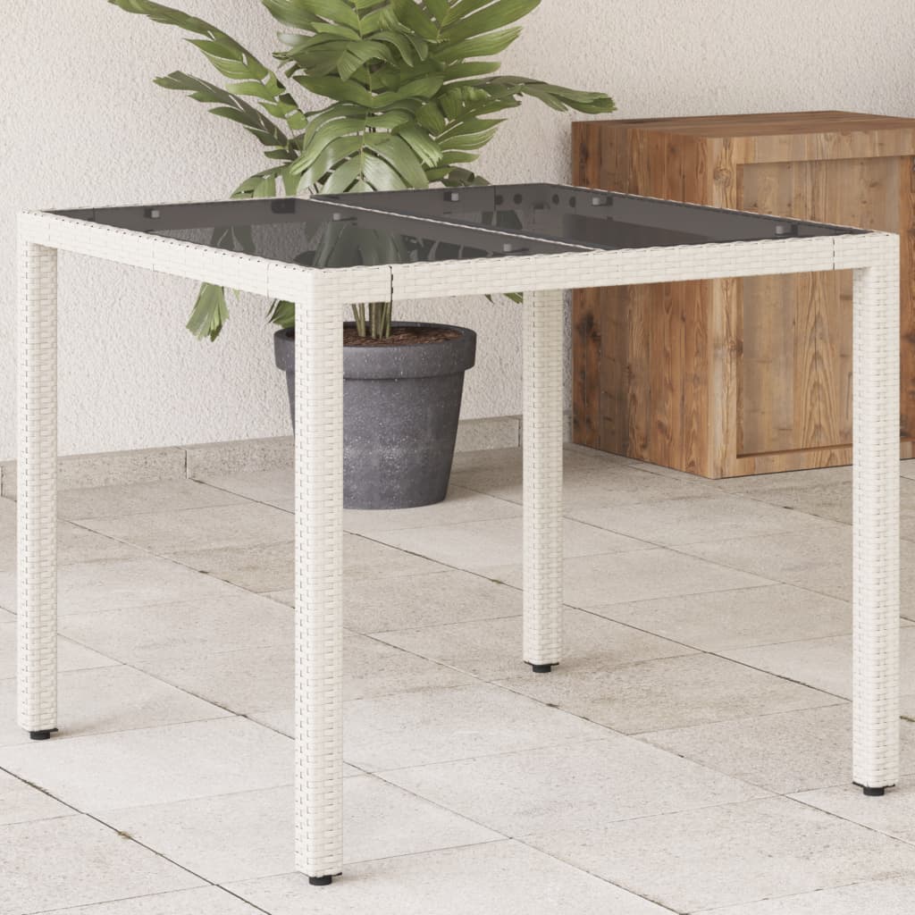 Mesa de jardín superficie de vidrio ratán PE blanco 90x90x75 cm | Leroy ...