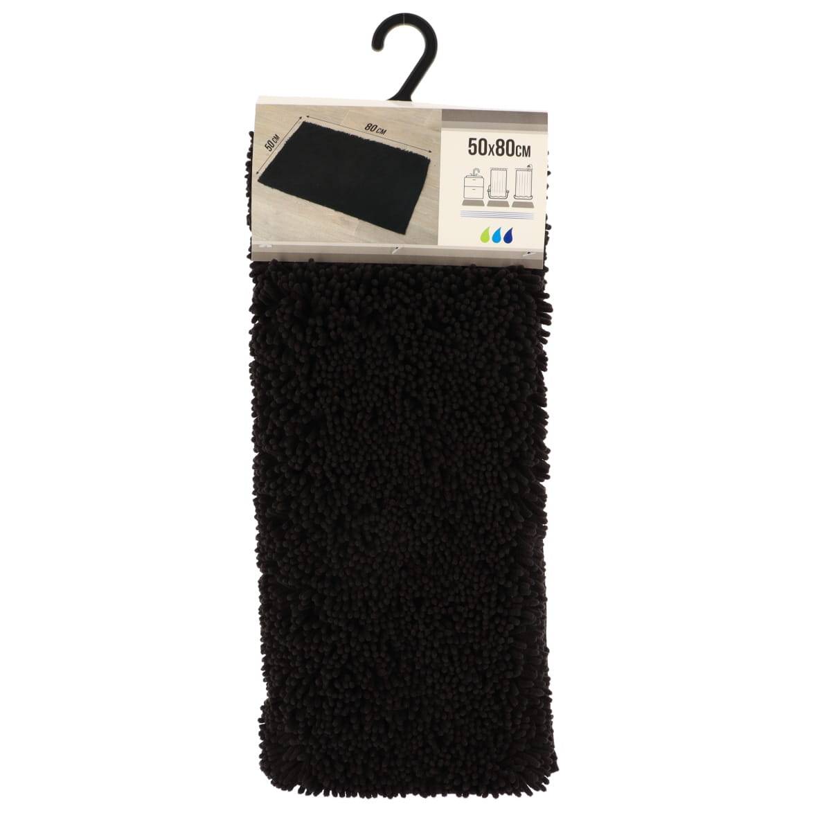 Tendance - Alfombra de microfibra chenille pequeña 50x80 cm - negra ...