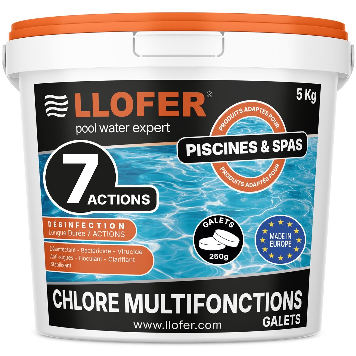 5kg Chlore Multifonction en Galet de 250g, Désinfection Longue Durée 7 ...