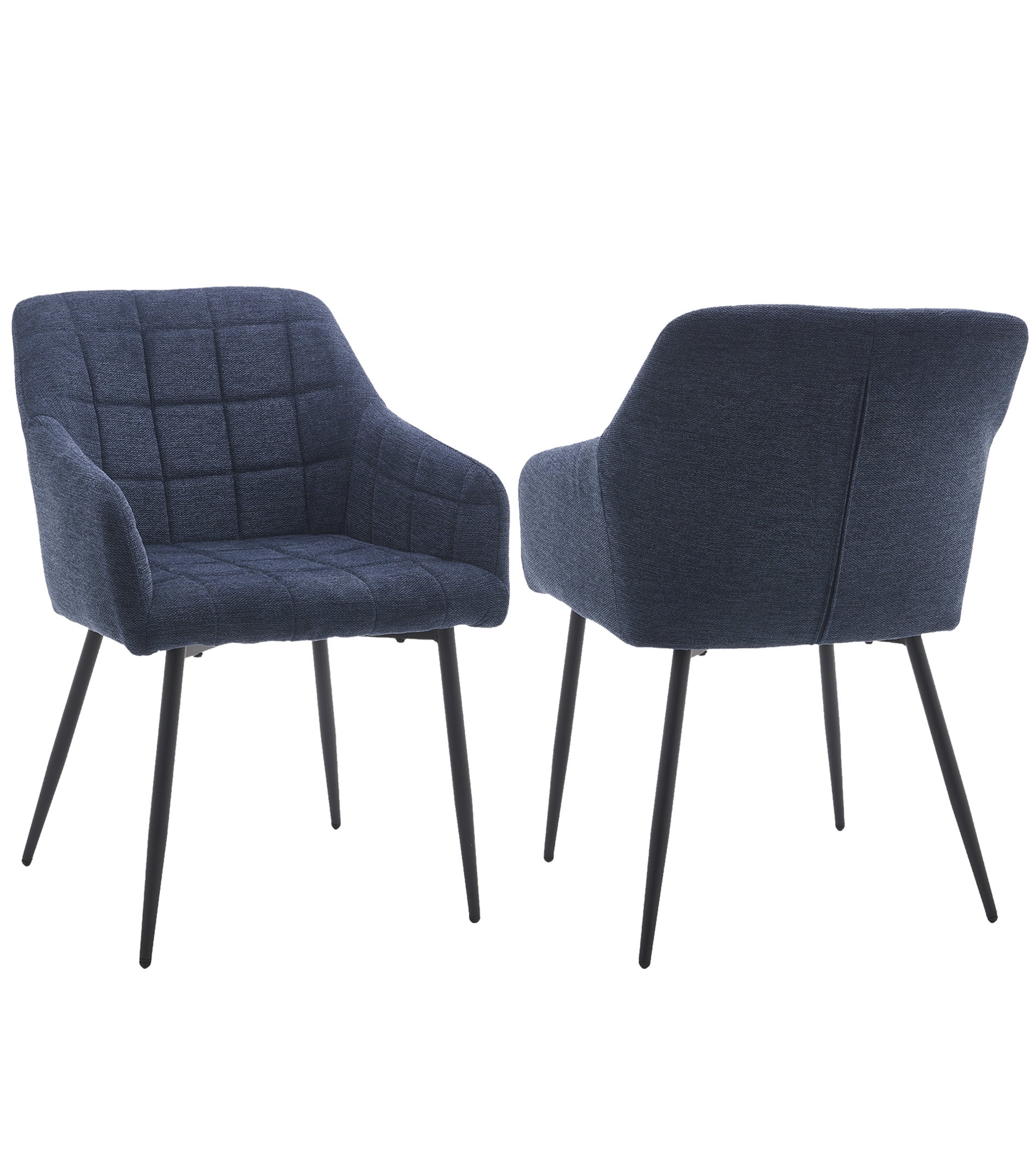 Silla Comedor con reposabrazos FREYA, sillón butaca en tela Azul ...