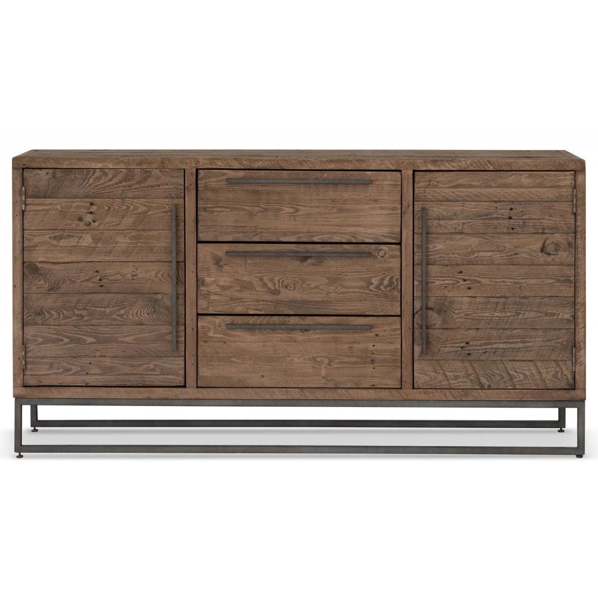 Buffet 3 Tiroirs Bois Métal Marron 157.5x45x81cm - Bois-Métal ...