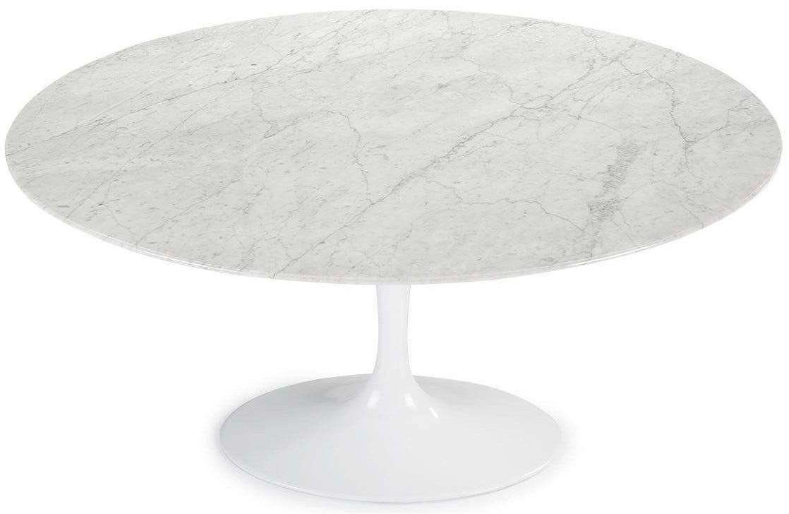 Mesa Tulipán Redonda 110 Cm Mármol Negro Base Negro Mate Bandeja Mármol Blanco De Carrara