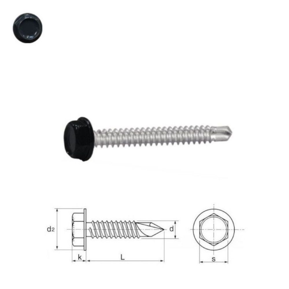 Vis autoperceuses 4,8x16 mm RAL 7016 gris anthracite tête hexagonale zinguée par 100 | Leroy Merlin