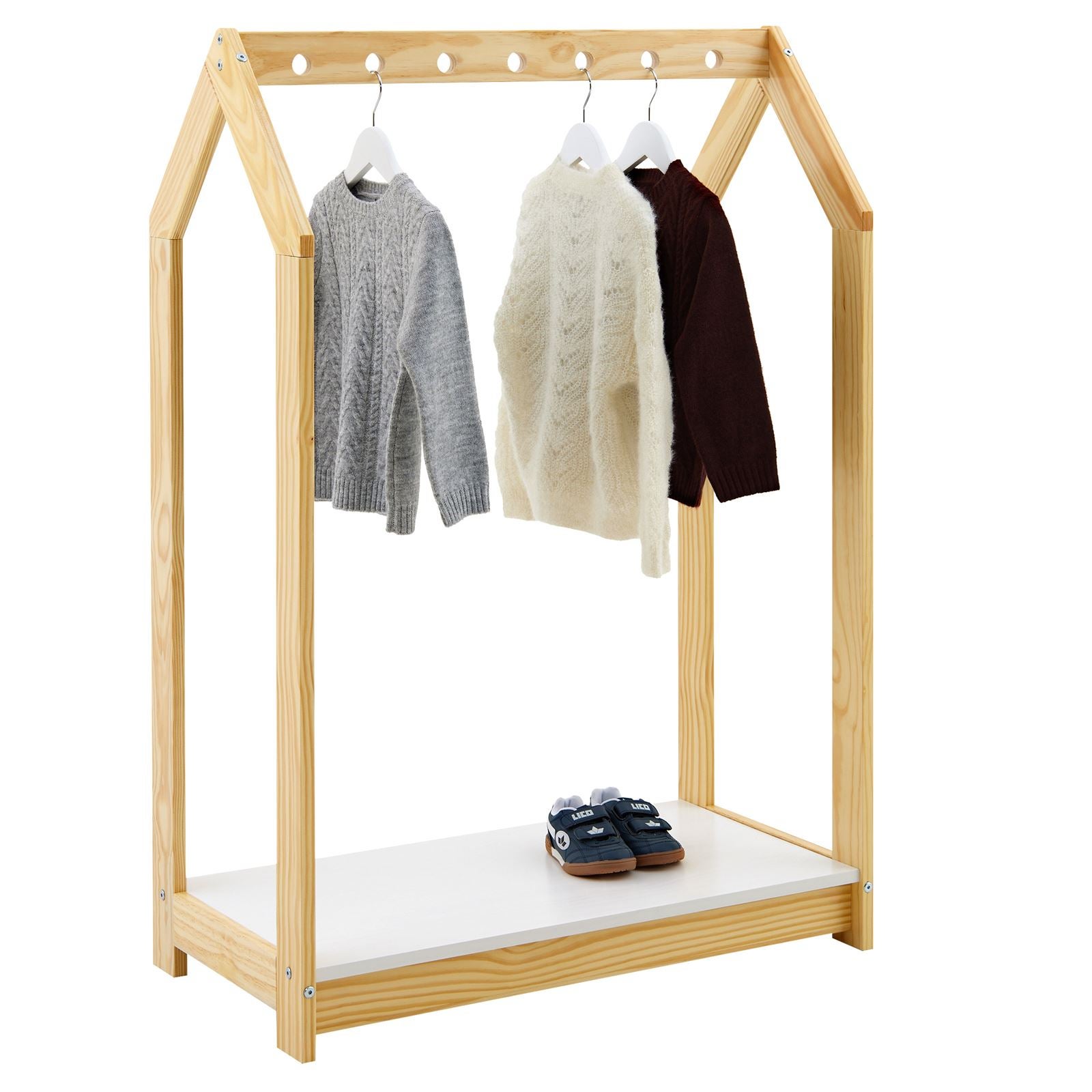 Portant enfant SALLY en pin massif - Coloris naturel et blanc | Leroy ...