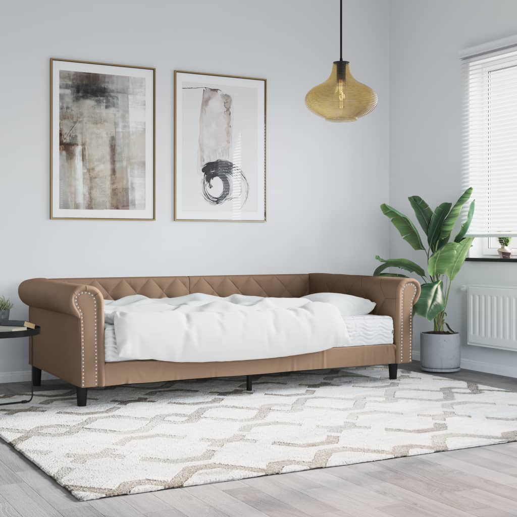 Sofá cama con colchón capuchino 90x200 cm piel sintética | Leroy Merlin