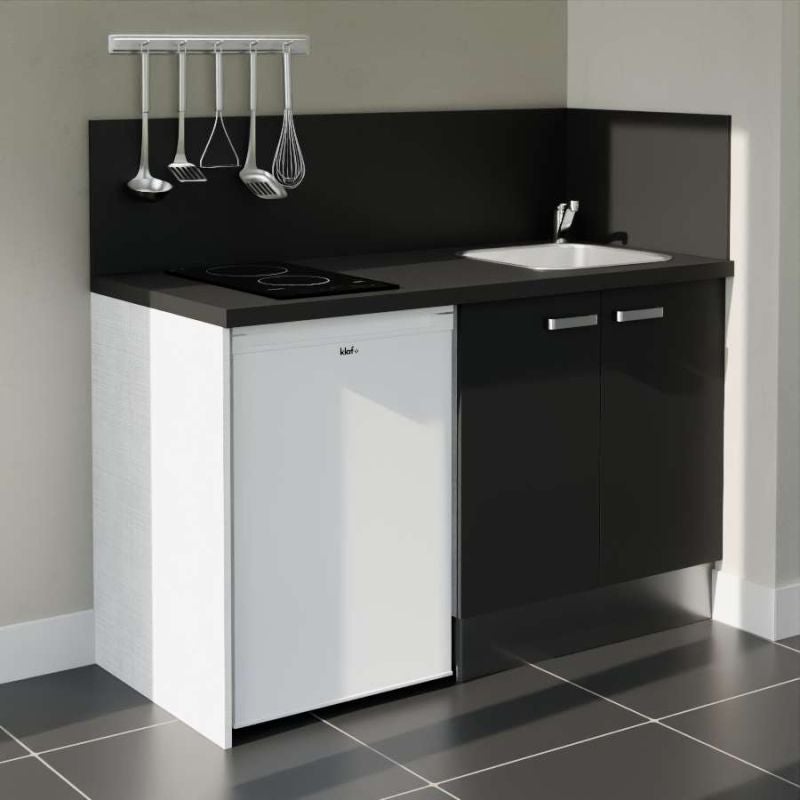 Kitchenette K17L-PT - 140 cm - plan stratifié, évier inox, - Façade ...