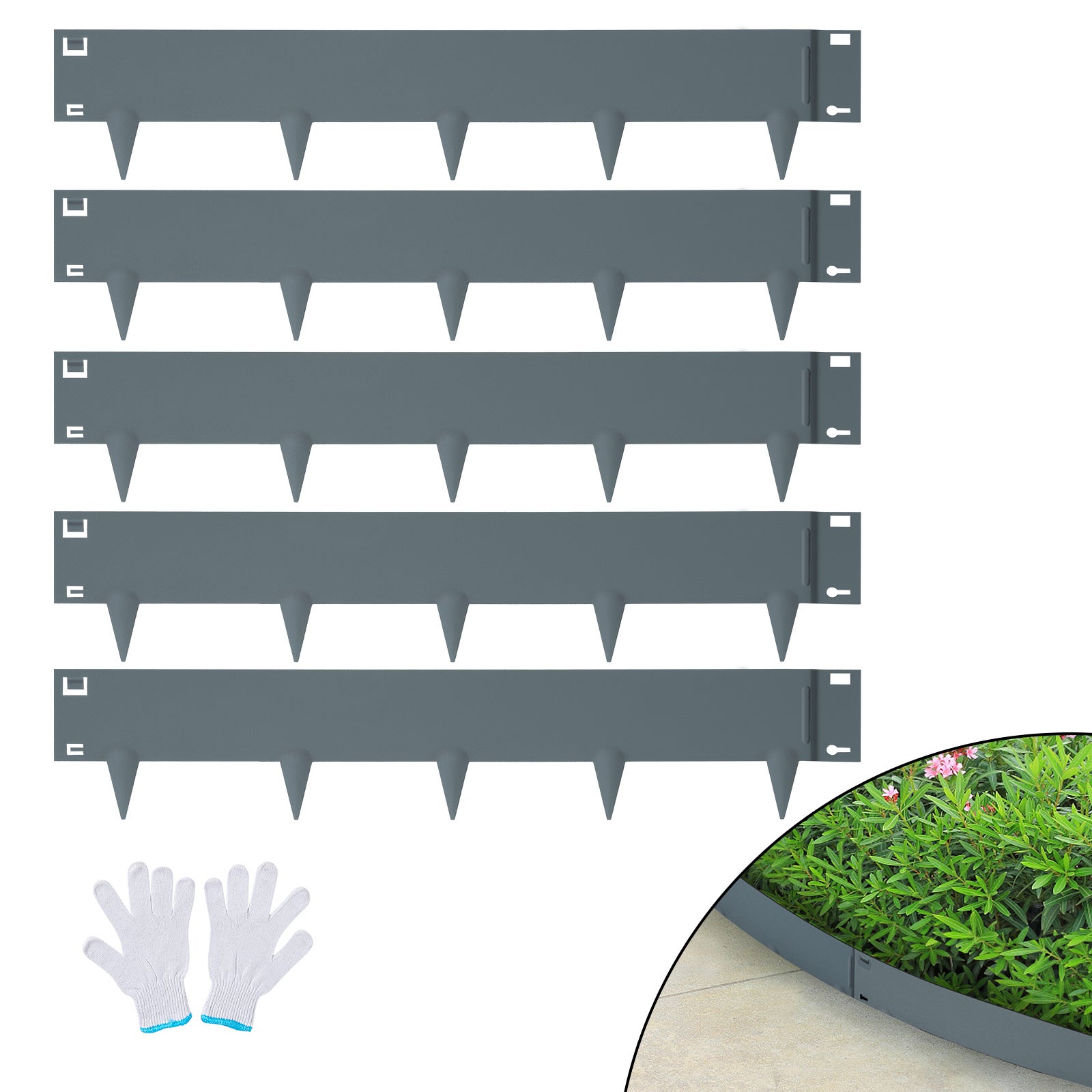 Bordure de Jardin en Acier,VEVOR Lot de 5 Bordures Paysagères Pelouse ...