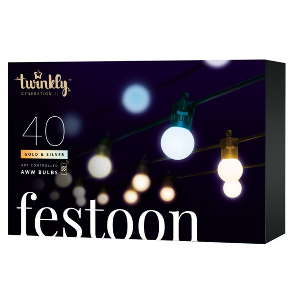 Twinkly - Cadena decorativa LED regulable para exterior FESTOON 40xLED ...