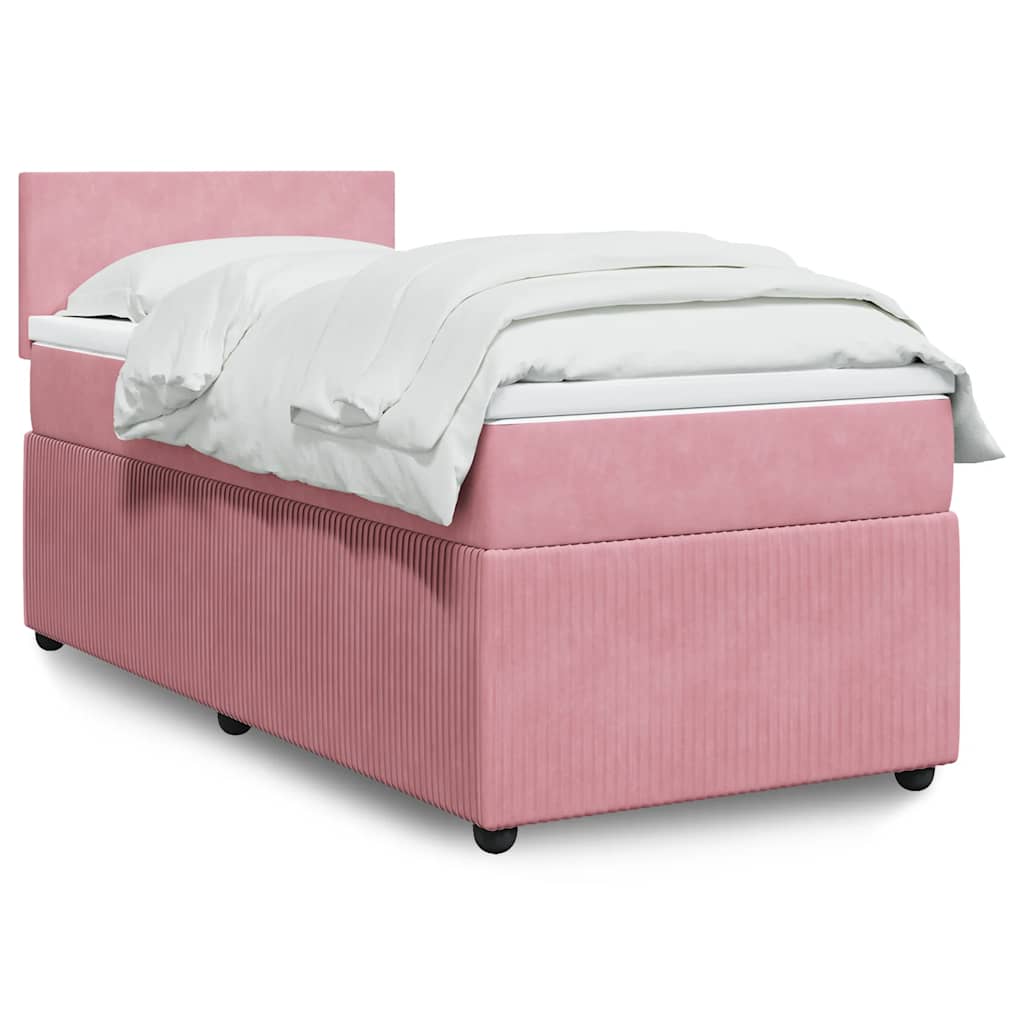 Cama box spring con colchón terciopelo rosa 90x190 cm | Leroy Merlin