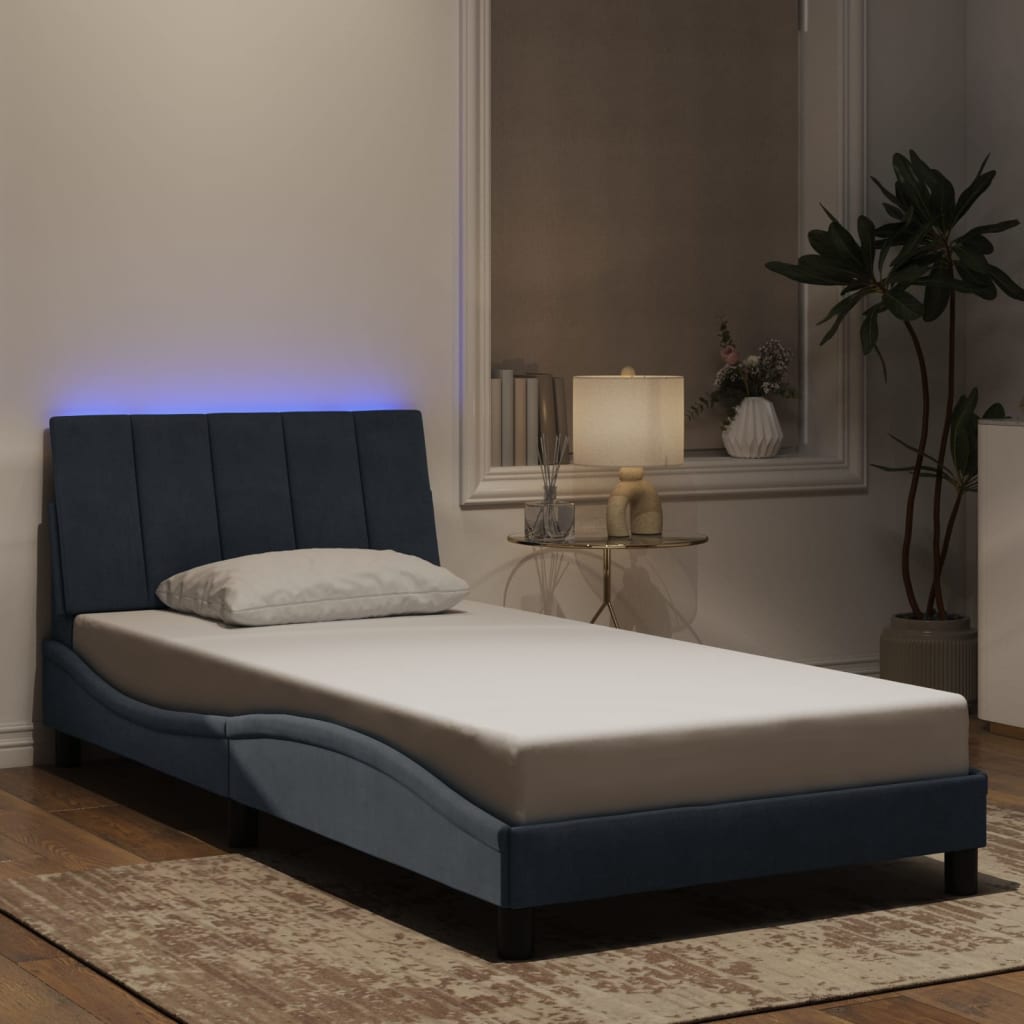 VidaXL Estructura cama con luces LED terciopelo gris oscuro 100x200 cm ...