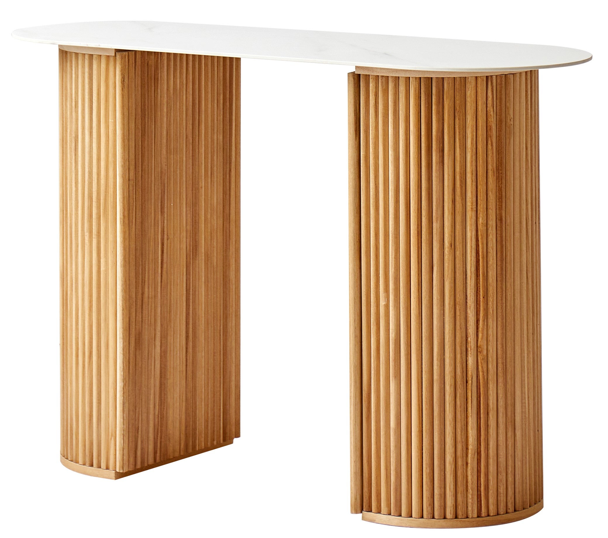 Nordlys - Console Table Scandinave en Bois avec Rangements Hetre Marron ...