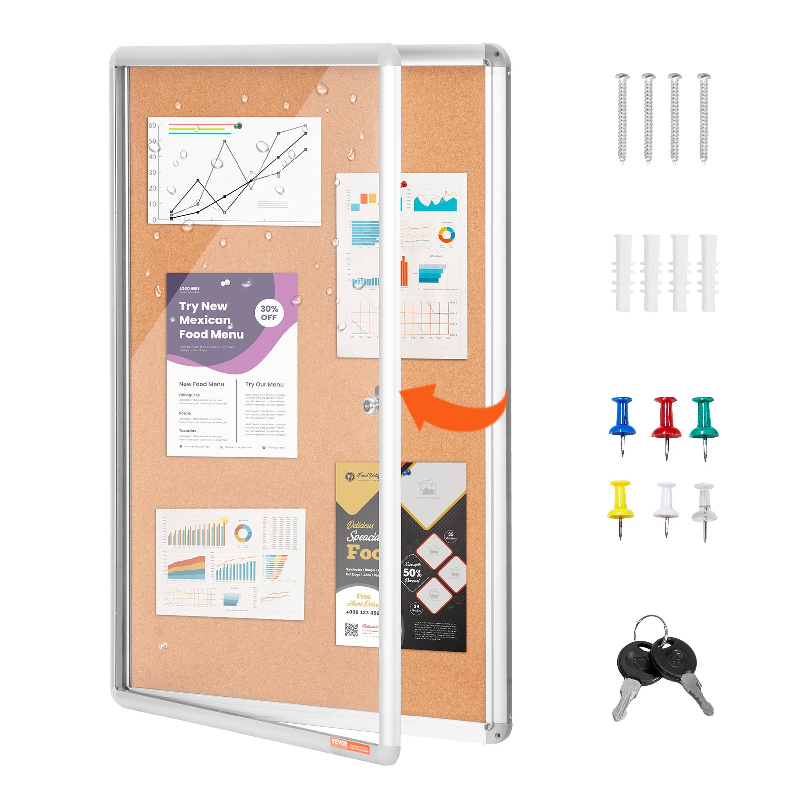 Tableau d'affichage en liège 36" x 24",VEVOR cadre en aluminium ...