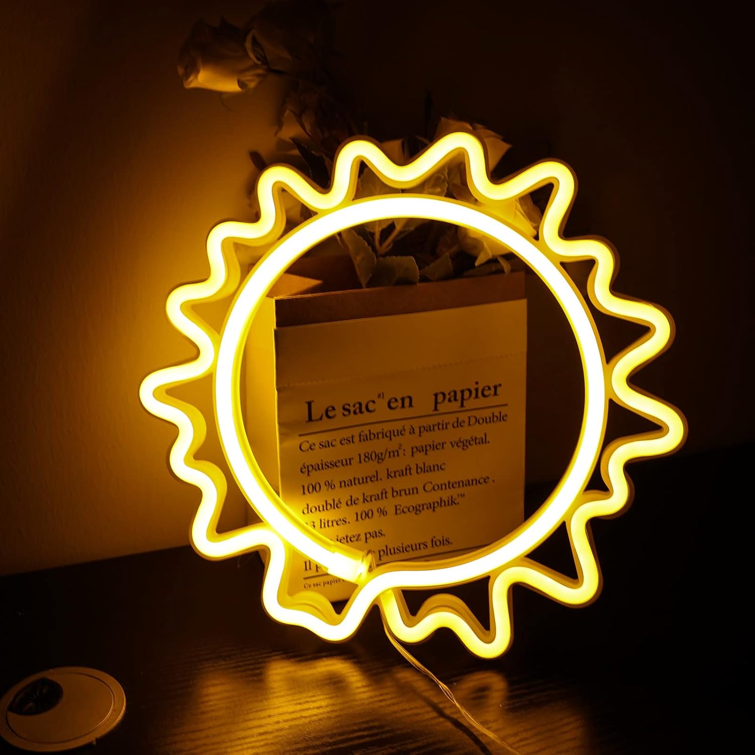 Sun Neon Light Neon Light Sign Applique murale au néon Lampe au néon ...