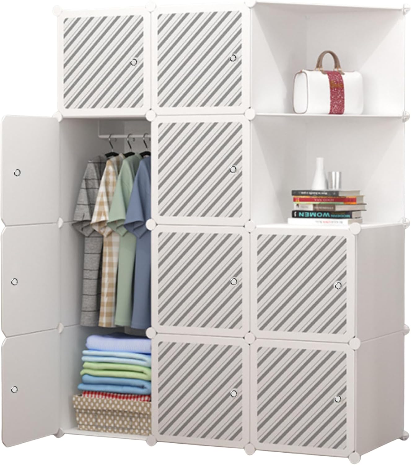 Armoire Modulable Blanche, Étagère Modulaire 12 Modules, Organisateur ...