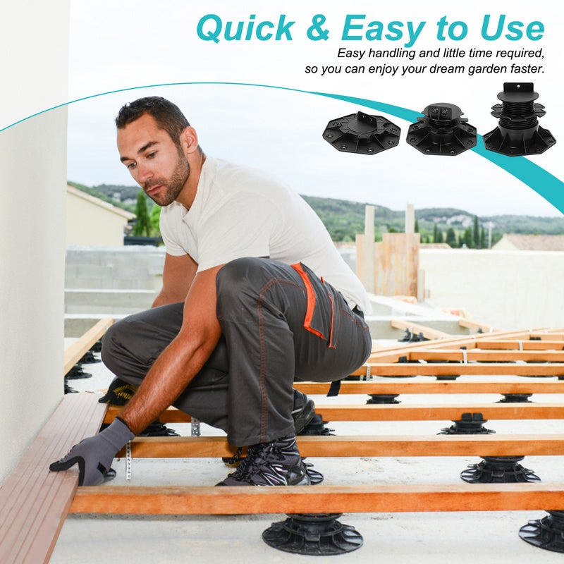 PLOT RÉGLABLE DE 18 À 30 MM 50 Pièces POUR TERRASSE BOIS ET COMPOSITE ...