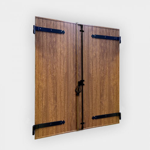 Volet battant PVC 2 vantaux H175 x L100 cm chêne doré à contre-pentures ...
