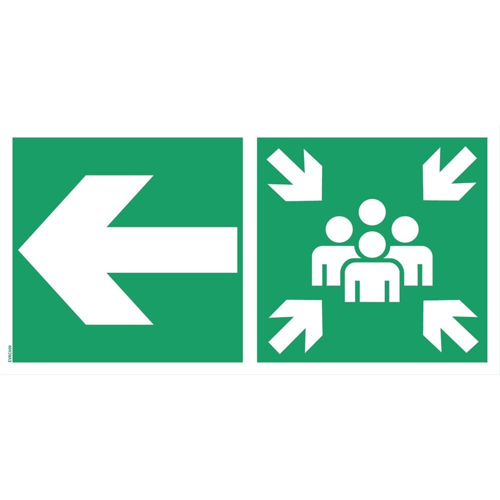 Pictogramme point de rassemblement "flèche gauche" - PVC 500x250 mm ...