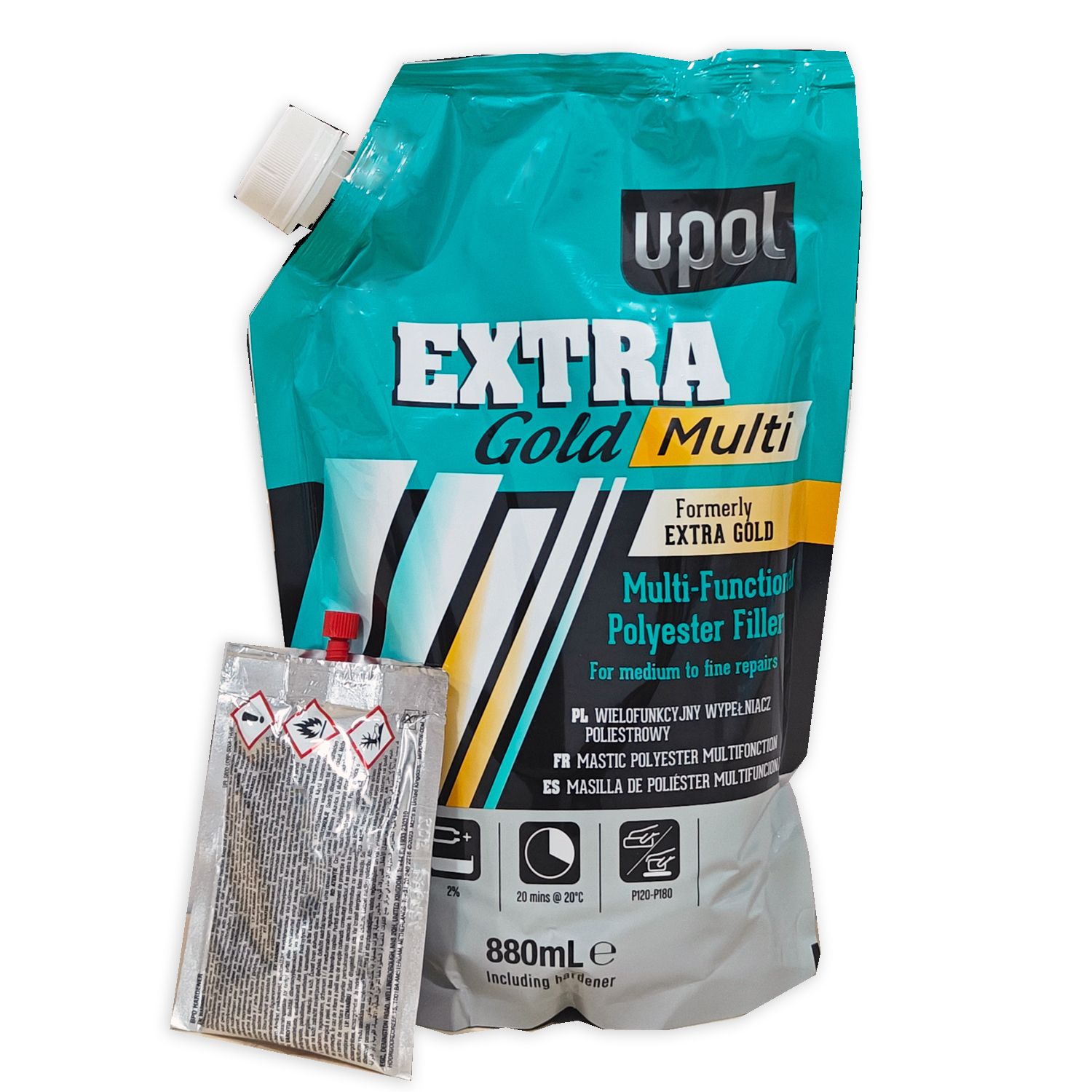 MASILLA POLIESTER U-POL EXTRA GOLD BOLSA 880 ML/ 1,6 KG | Leroy Merlin