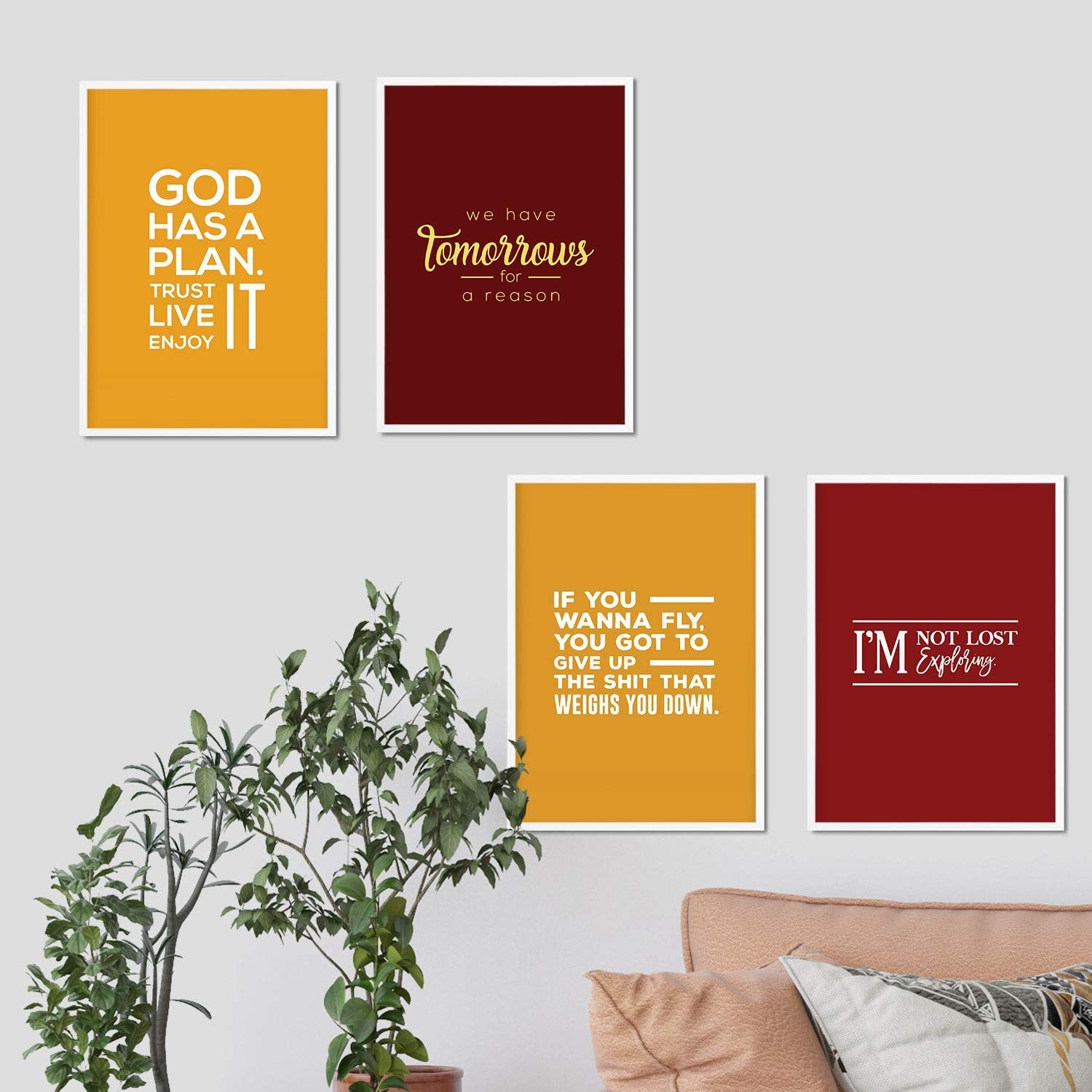 Pack De Posters Con Frases Inspiracionales Set De Láminas De Decoración ...
