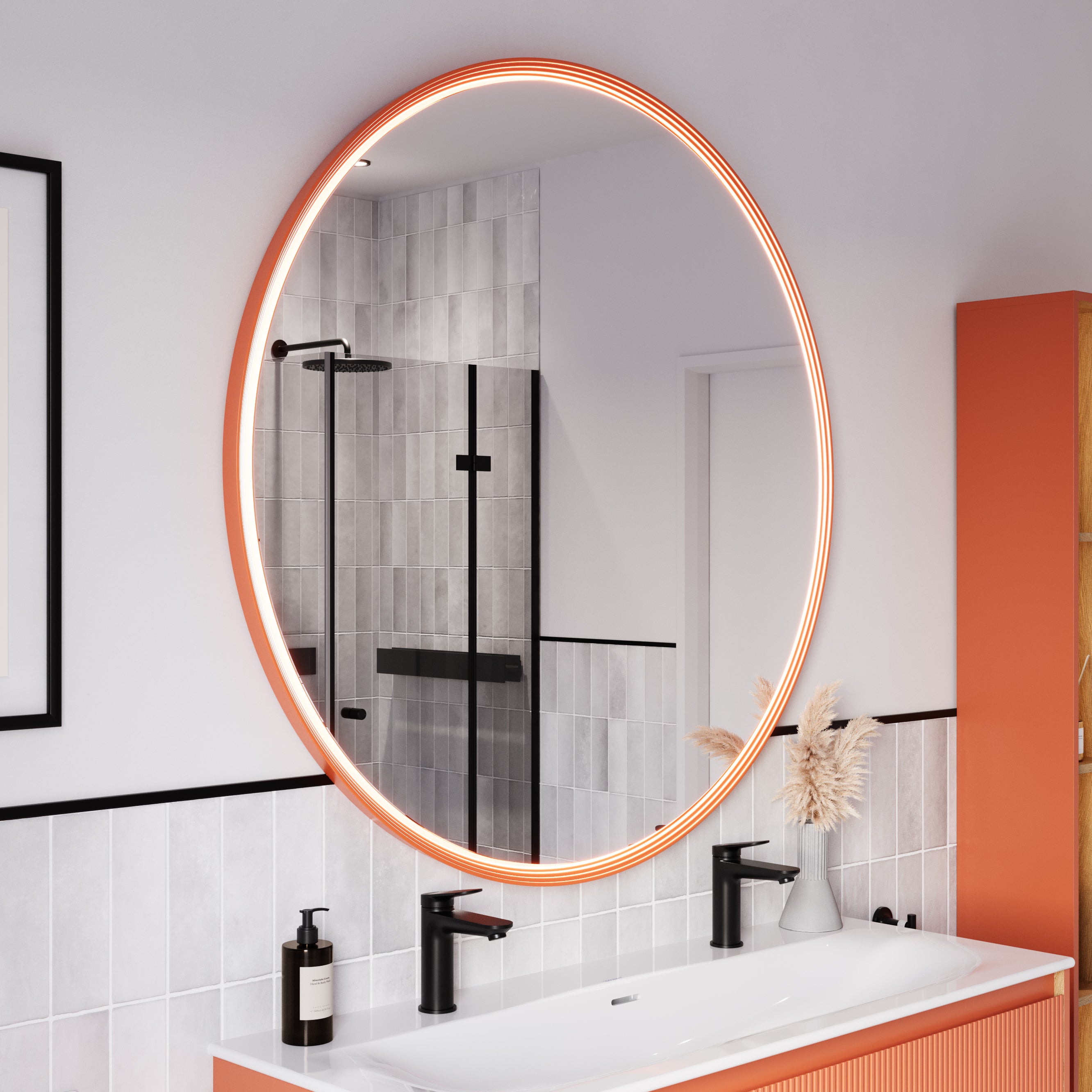 BERNSTEIN - Miroir rond salle de bain éclairage LED ∅120cm cadre ...