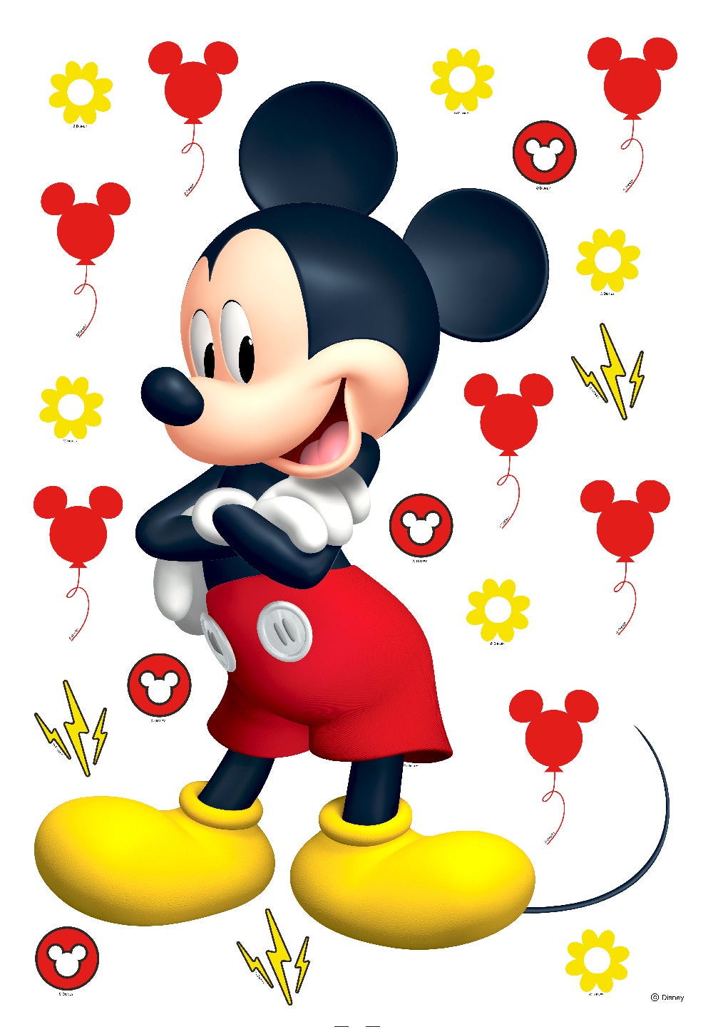 Sticker mural Mickey Mouse jaune et rouge - 65 x 42.5 cm - Disney ...