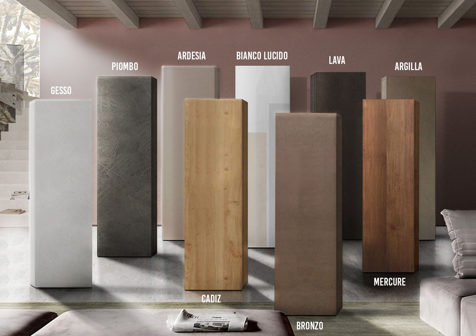 Colonna larga L.55 cm a terra, finition Bianco lucido, 100% Made in ...