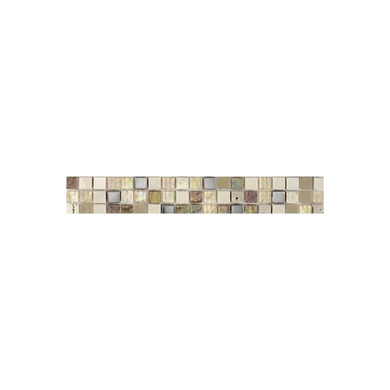 Listel en pate de verre et pierre naturelle -5 x 30 cm - Beige | Leroy ...