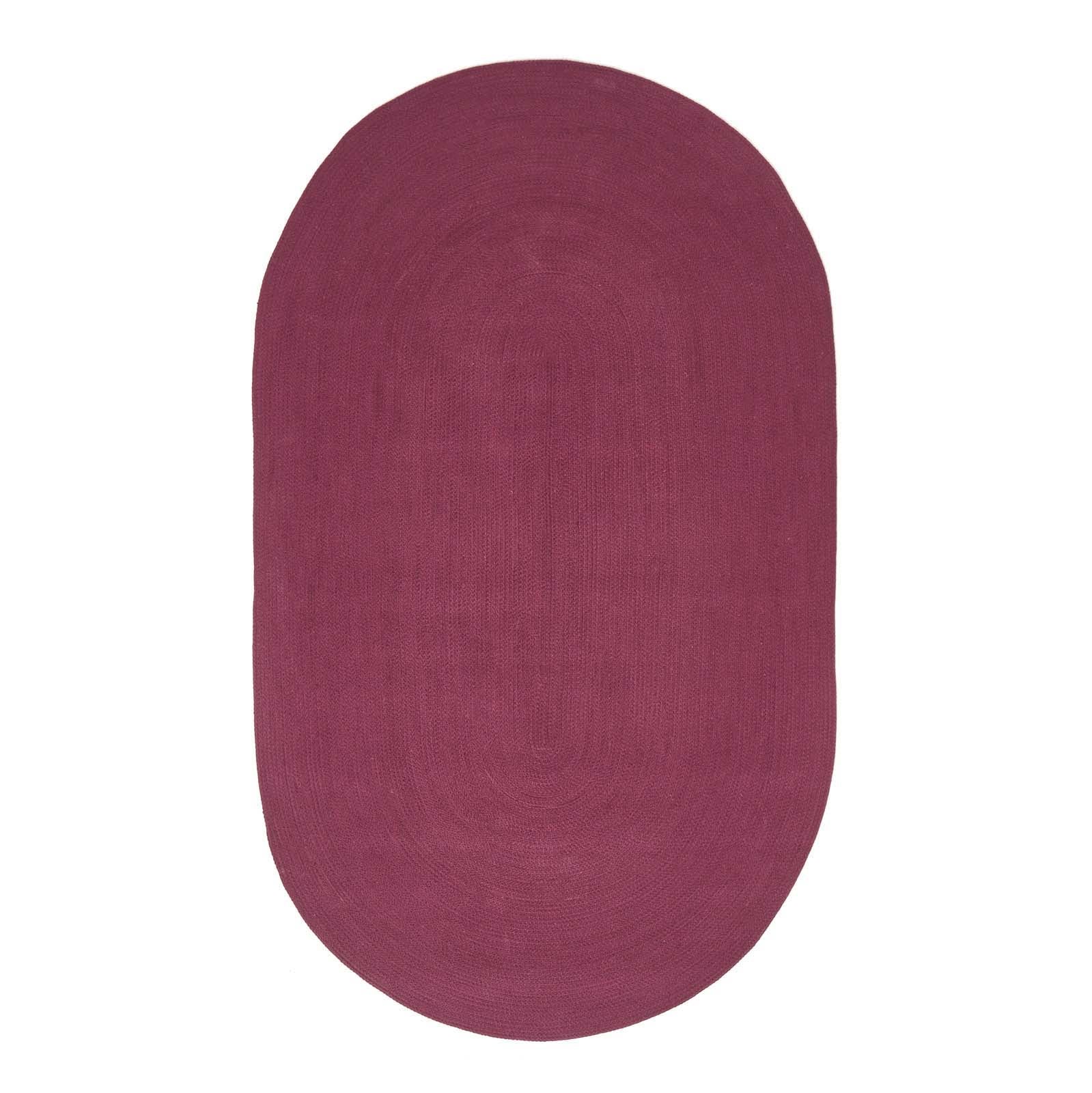 Homescapes Tappeto ovale in cotone a tessitura piatta Prune, 90 x 150 ...