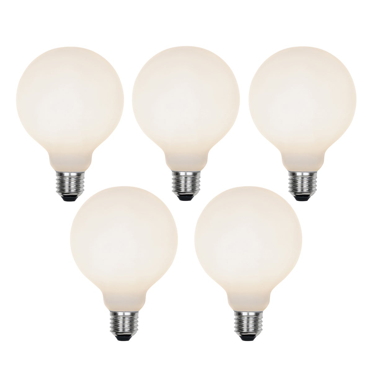 Juego de 5 bombillas LED regulables en 3 pasos E27 G95 mate 5W 550lm 3000K | Leroy Merlin