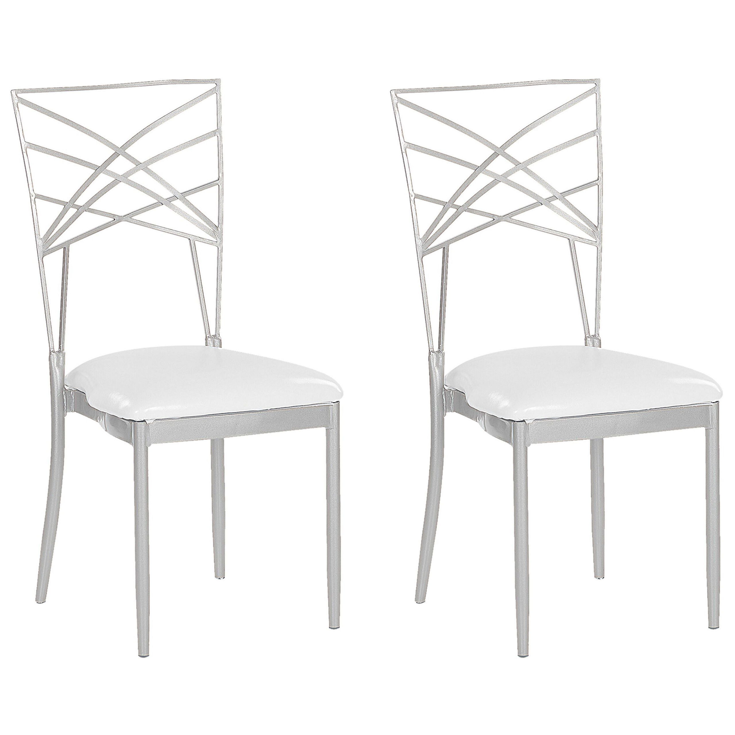 Beliani Silla para eventos Silla de comedor Conjunto de 2 Plateado ...