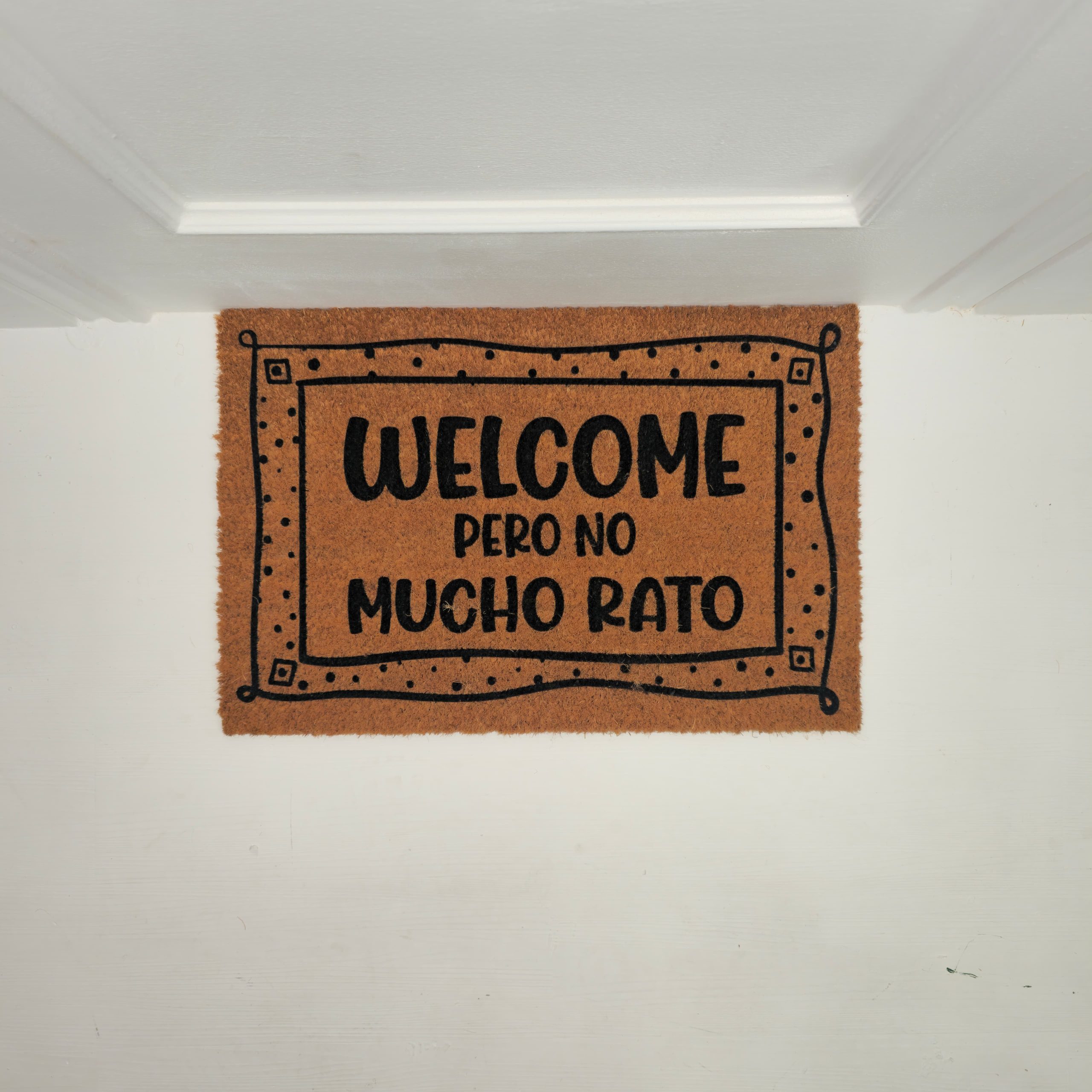 Felpudo “Welcome pero no mucho rato” de coco natural con base ...