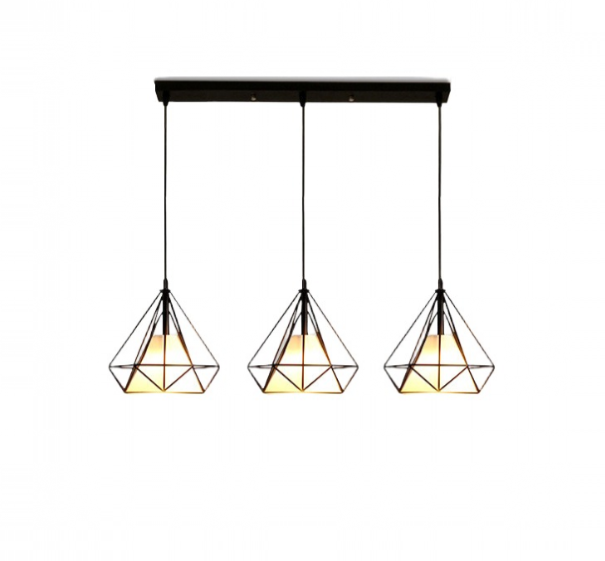 Lustre Suspension Industrielle Design 3 Lampes Diamant Chanvre Corde ...