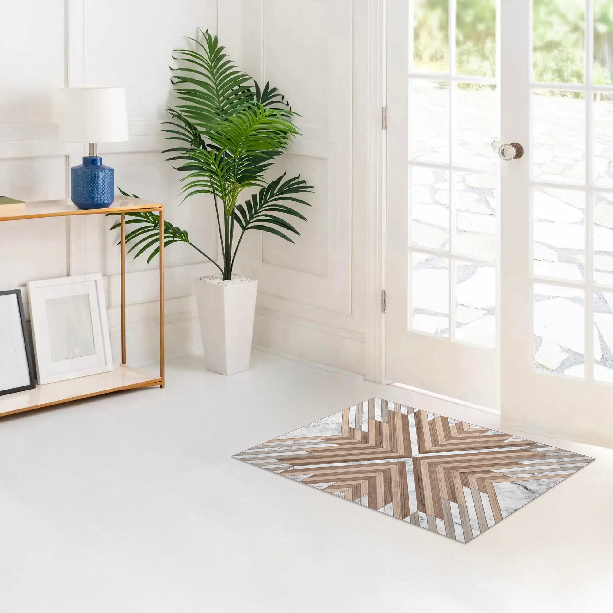 Tapis/ Motifs géométriques bois / 61x91 cm - RECTANGLE/ Créé et ...