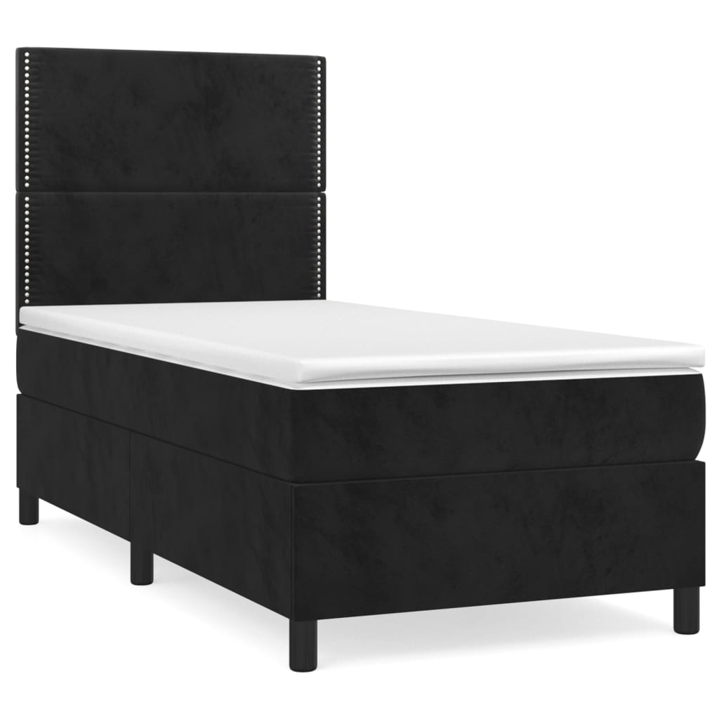Cama box spring con colchón terciopelo negro 100x200 cm | Leroy Merlin