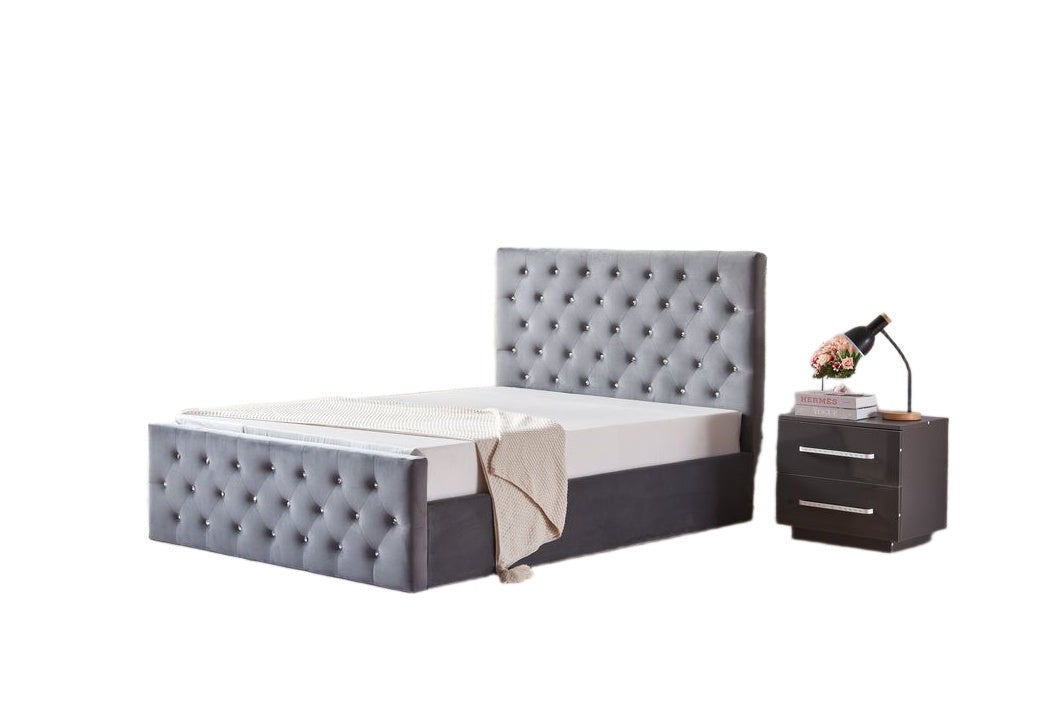 Lit coffre 2 places 160X200 cm VICTORIA Velours | Leroy Merlin