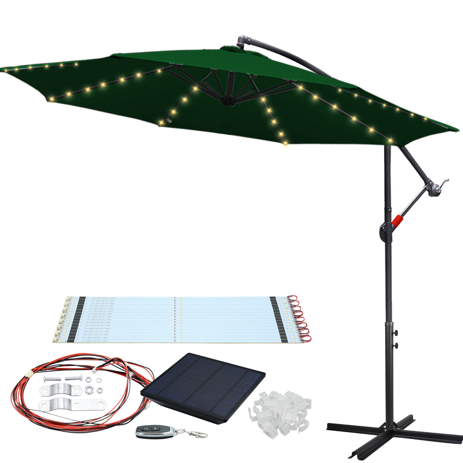 Parasol con LED, parasol voladizo Ø 350 cm, protección solar ...