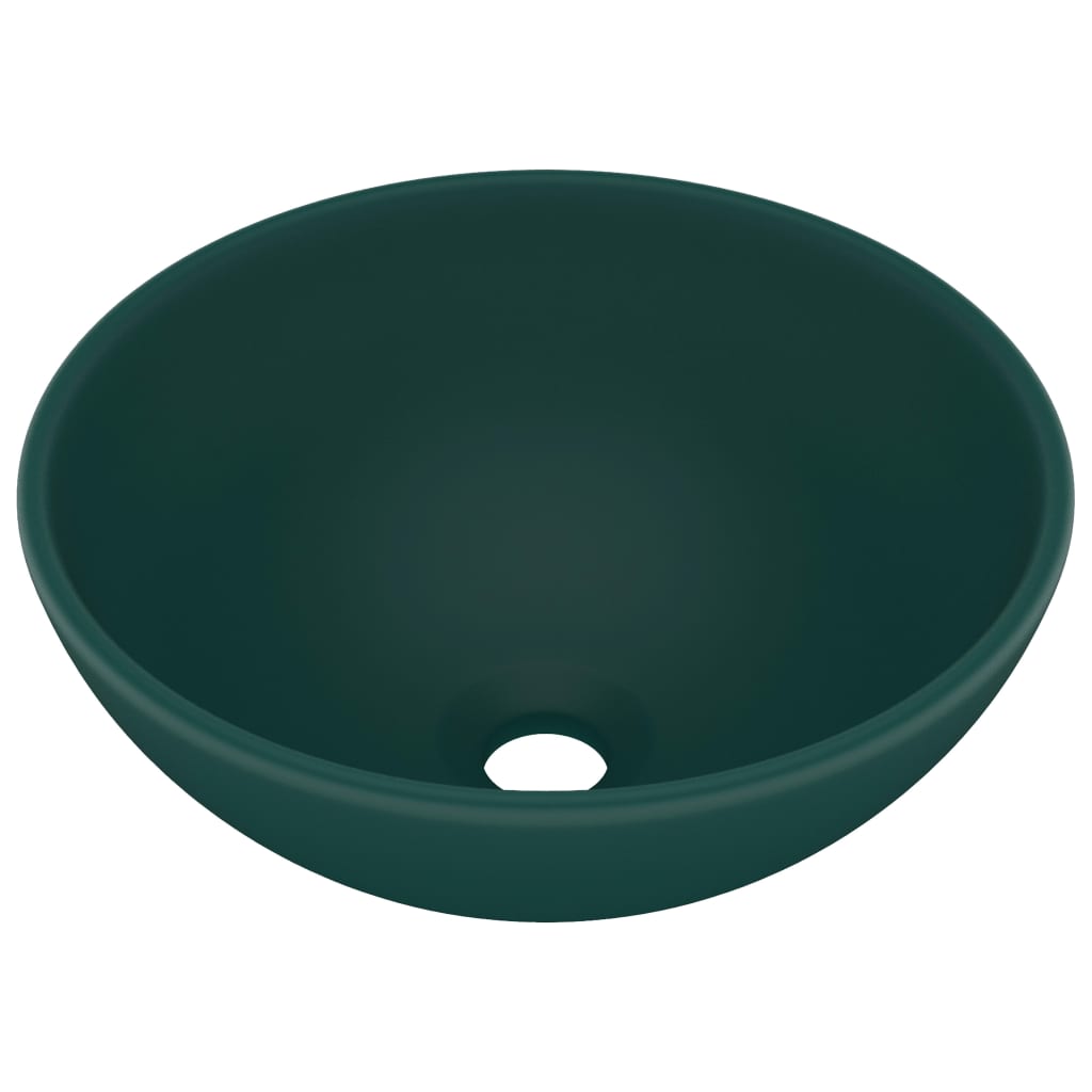 Lavabo De Lujo Redondo Cerámica Verde Oscuro Mate 325x14 Cm Leroy Merlin