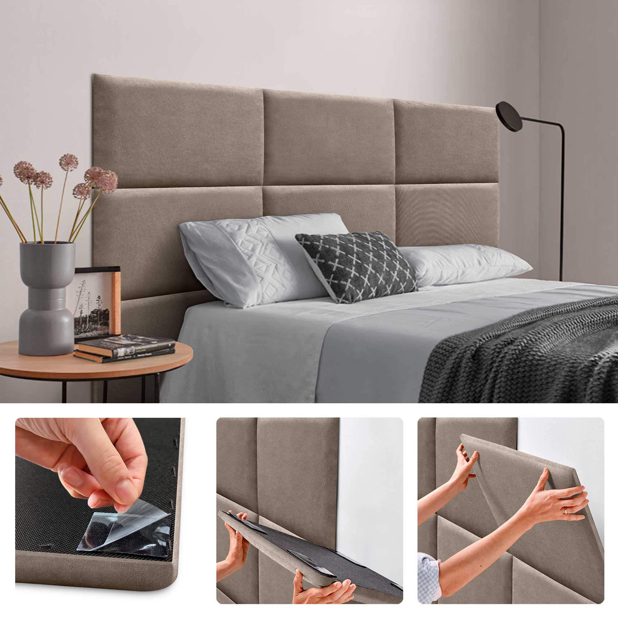 DHOME Lot de 6 Panneaux Rembourrés en Tissu Aqualine Autocollants pour ...