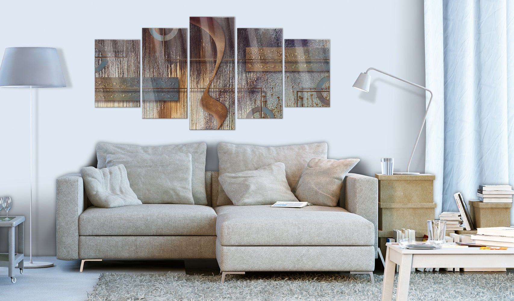 Pintura sobre vidrio acrílico - Composición oriental [Vidrio] 100x50 cm ...