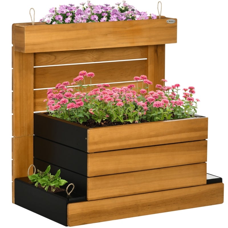 Carré potager - avec réserve d'eau - Bois de sapin - Marron (79.5x49 ...