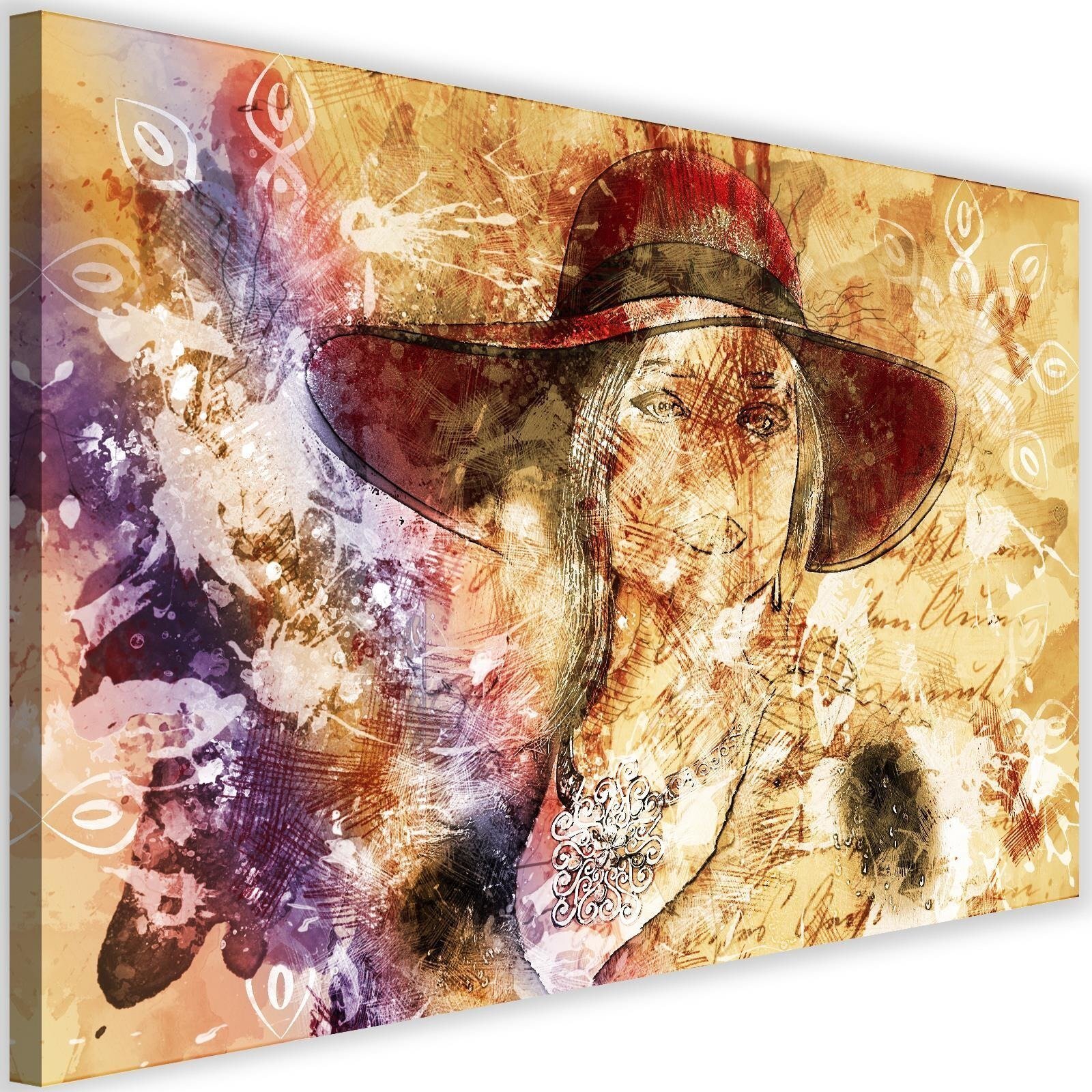 Obraz na płótnie, Kobieta w czerwonym kapeluszu vintage 60x40 - Leroy Merlin