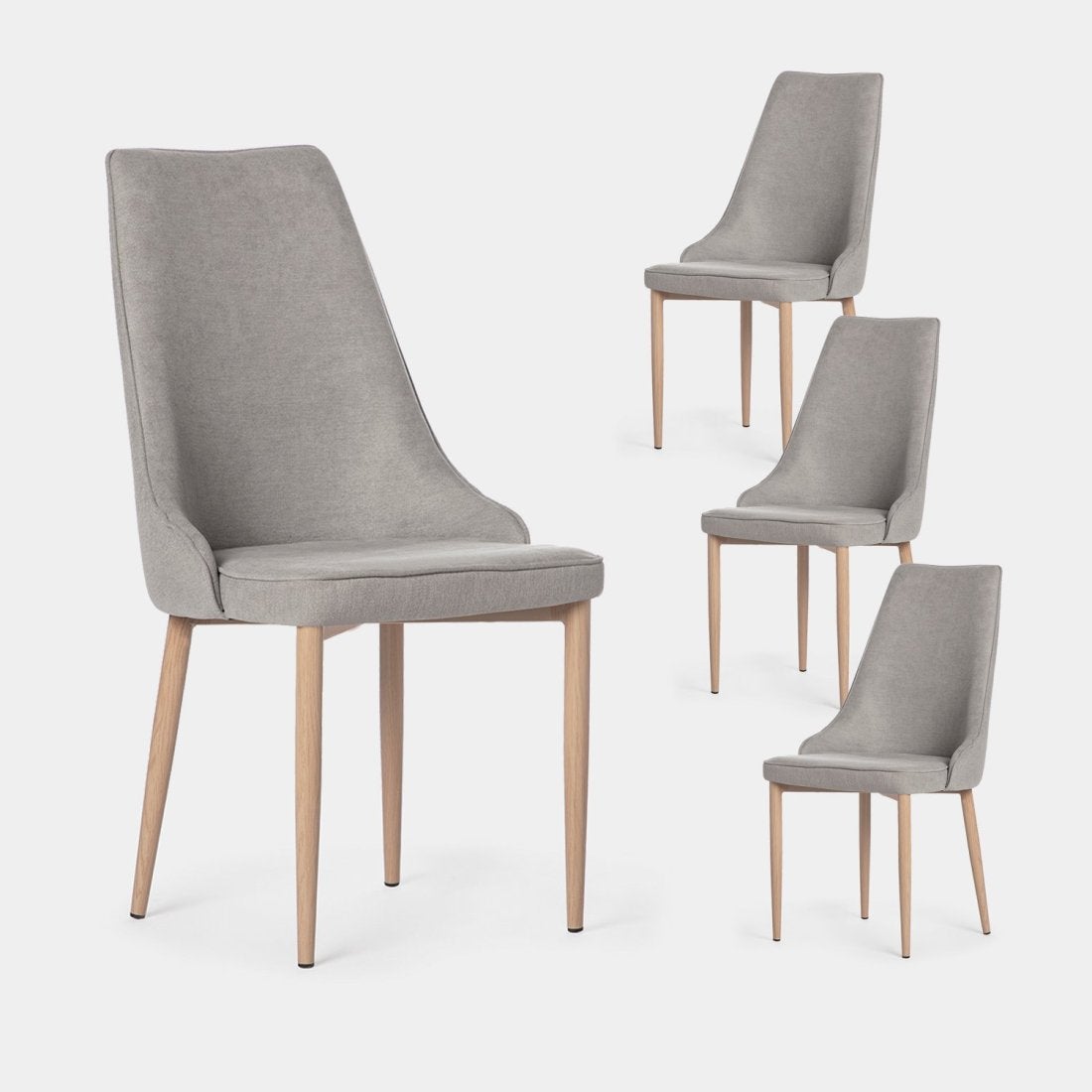Pack 4 sillas tapizadas Gris 45 x 95 cm | Leroy Merlin