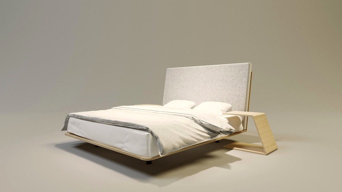 Lit pour adulte 140x200cm avec tête de lit élegant modéle VILEO Chêne ...