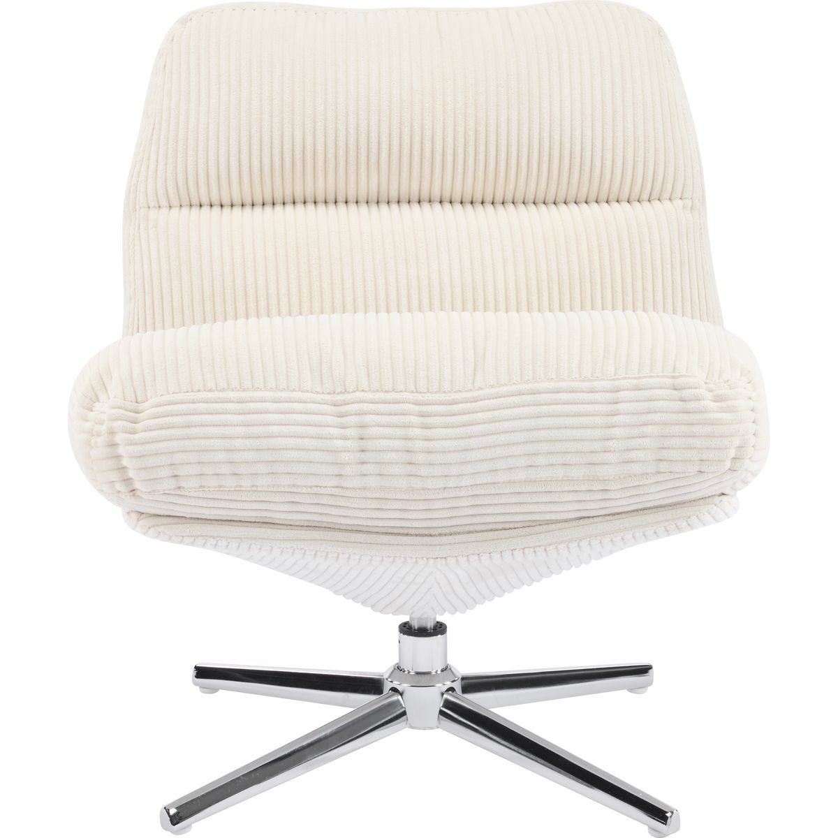 Fauteuil pivotant en velours cotelé beige et piètement chromé - Julia ...