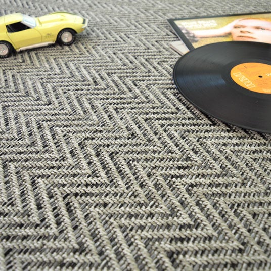 Alfombra plana tejida - Java Chevron - Plata - Rollo 4m x 18m | Leroy Merlin