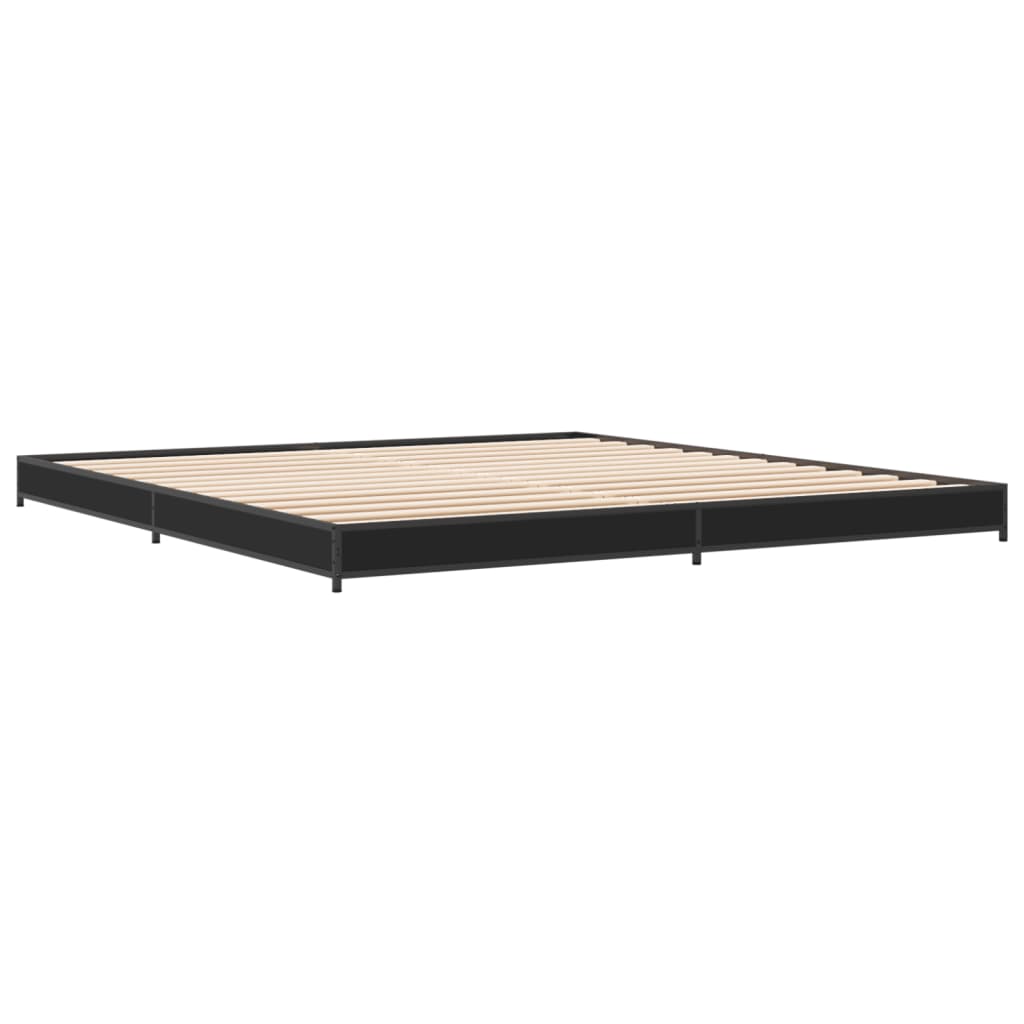 Lit double | Lit adulte | Cadre de lit noir 200x200 cm bois d ...