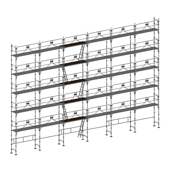 Echafaudage fixe de façade 228m² - Structure et planchers + Garde-corps ...