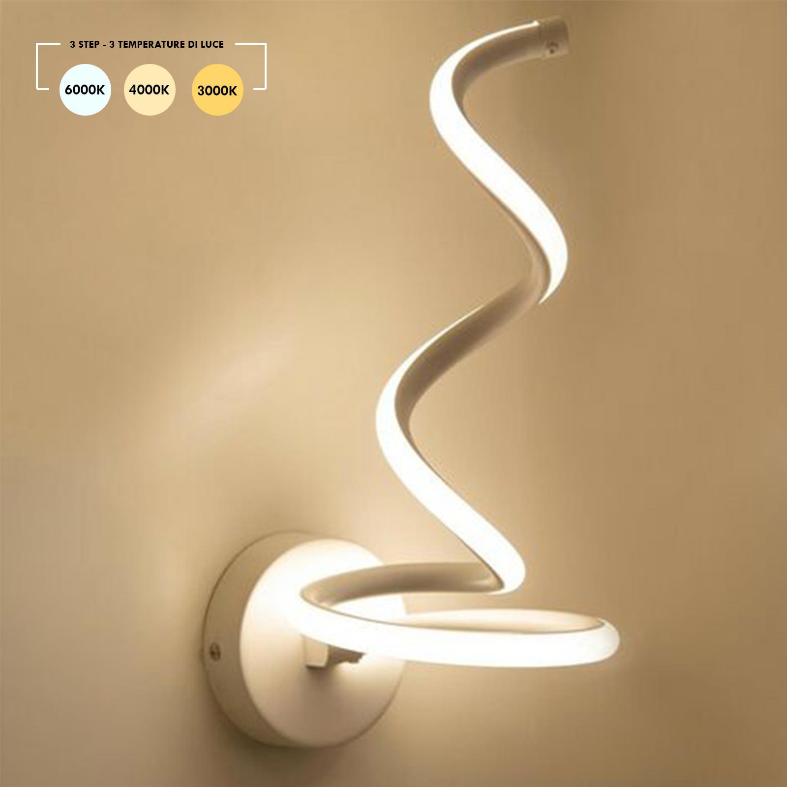 Applique murale LED moderne 12W CCT 3 ÉTAPES variation de lumière de ...