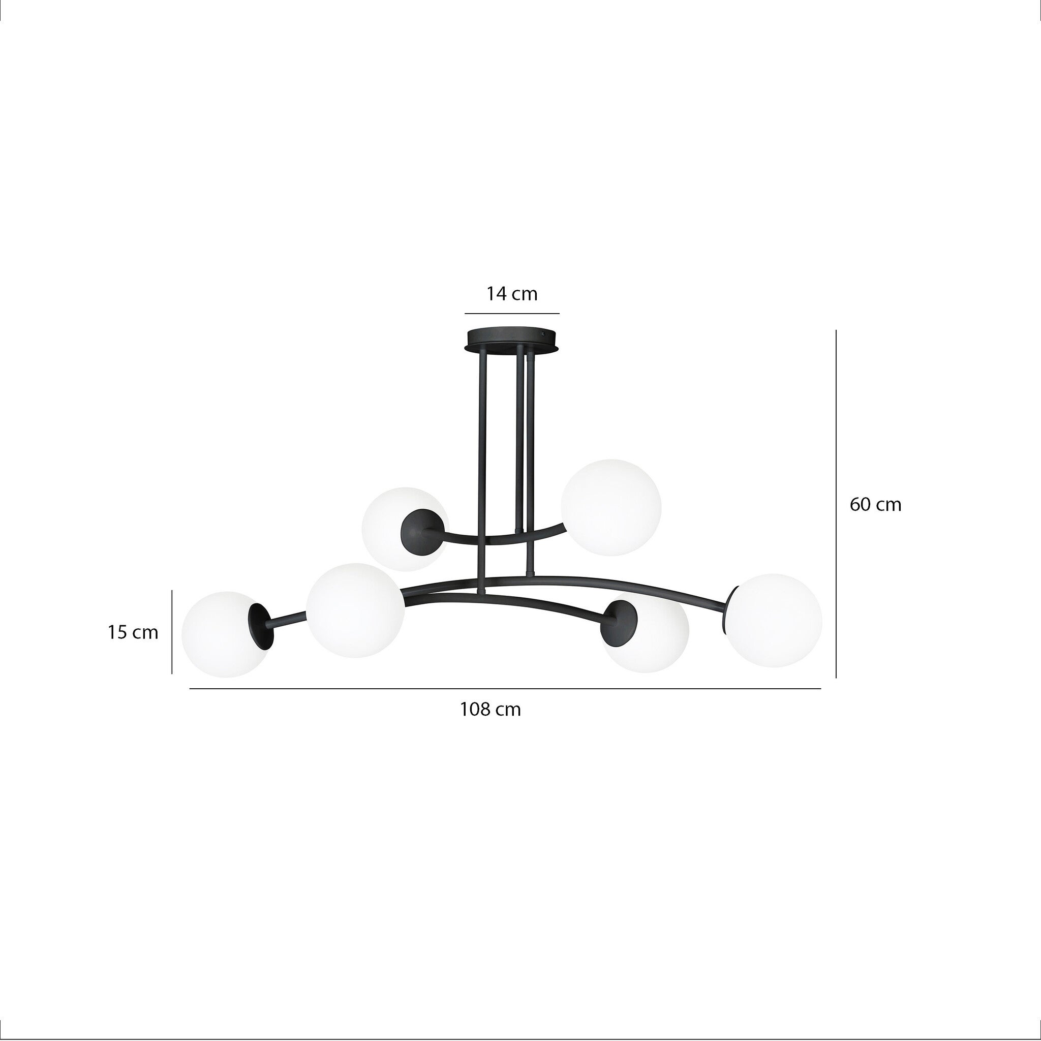 Suspension design Lemvig noire avec verre blanc 6 lampes E14 | Leroy Merlin