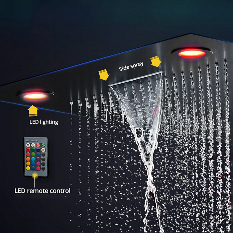 Ciel de pluie led, composition de douche noir mat City | Leroy Merlin